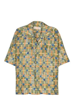 Marni Graphic-print Silk Shirt - Green