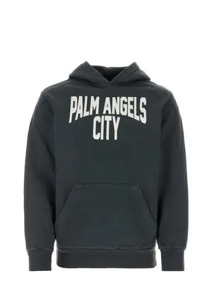 Palm Angels Logo-print Hoodie - Grey