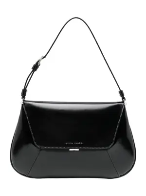 Amina Muaddi Leather Shoulder Bag - Black