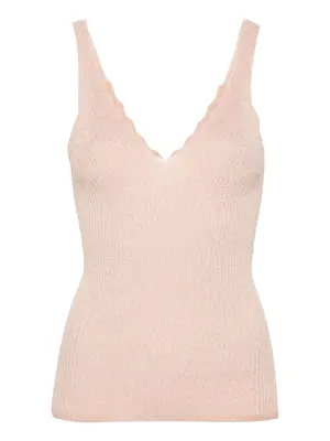 TWINSET Lurex-detailing Ribbed Top - Pink