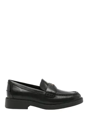 Michael Kors Logo-embossed Penny Leather Loafers - Black
