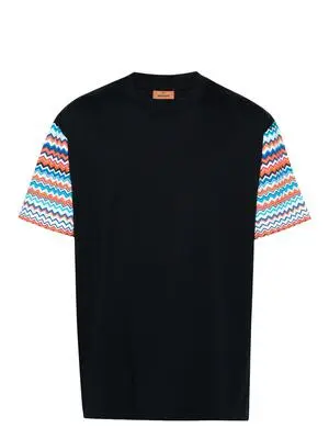 Missoni Zigzag-sleeves Cotton T-shirt - Blue