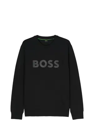 BOSS Logo-appliqué Cotton Sweatshirt - Black