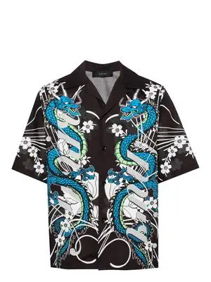 Amiri Dragon Printed Bowling Shirt - Black