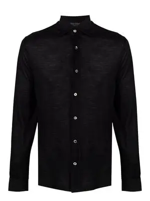 DELL'OGLIO Fine-knit Long-sleeve Shirt - Black