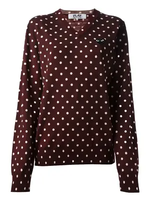 Play Comme Des Garcon Polka Dot Sweater - Red