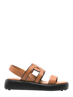 TOD'S Cut-out Leather Sandals - Brown