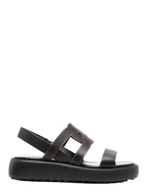 TOD'S Cut-out Leather Sandals - Black