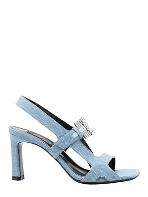 SERGIO ROSSI 90mm Denim Sandals - Blue