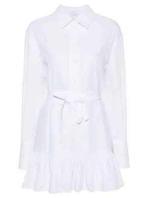 Patou Ruffled Mini Shirtdress - White