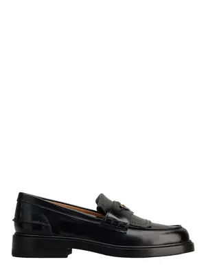 TOD'S Logo-plaque Leather Loafers - Black
