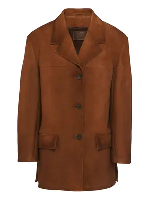Prada Single-breasted Suede Blazer - Brown