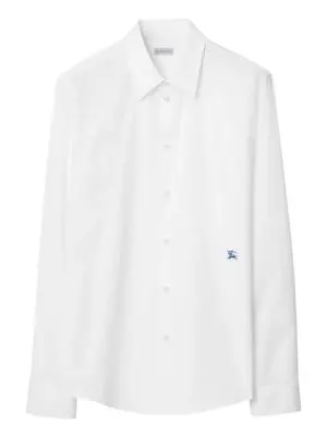 Burberry Logo-embroidered Poplin Shirt - White