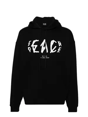 44 LABEL GROUP Peace Logo Cotton Hoodie - Black