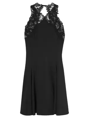 Versace Barocco Lace Trim Halterneck Minidress - Black