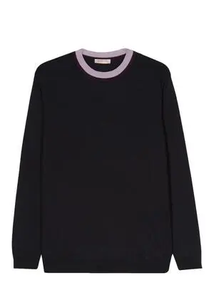 Valentino Garavani Vlogo Striped-neck Jumper - Blue
