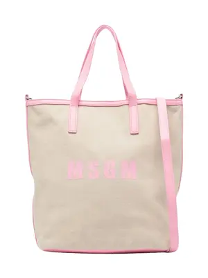 MSGM Logo-print Tote Bag - Neutrals
