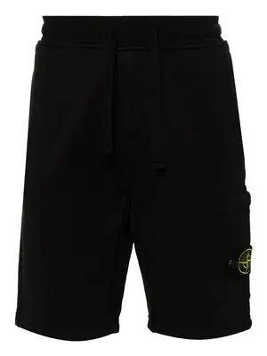 Stone Island Compass-badge Cotton Track Shorts - Black