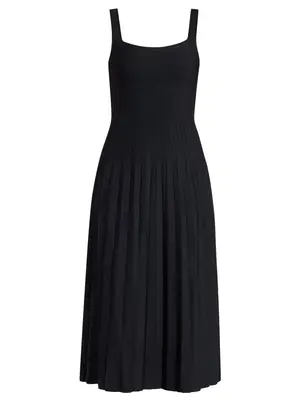 Staud Ellison Knitted Midi Dress - Black