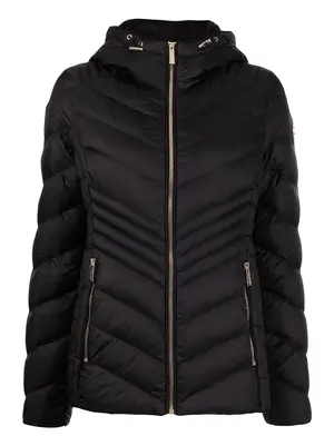 Michael Kors Chevron-quilted Hooded Jacket - Black