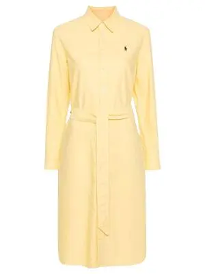 Polo Ralph Lauren Pony-embroidered Cotton Shirt Dress - Yellow