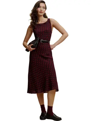 REFORMATION Topanga Midi Dress Berry Dot
