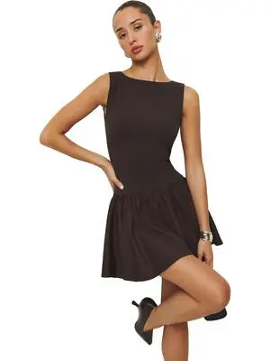 REFORMATION Defina Knit Mini Dress - Brown
