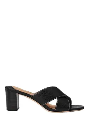 Ralph Lauren Freddi Tumbled Leather Sandals - Black