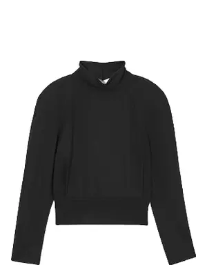 Cos Crepe Wool Turtleneck Top - Black