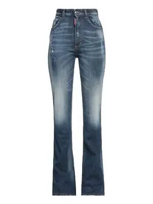 Dsquared2 Flared Jeans With Leather Trims - Blue