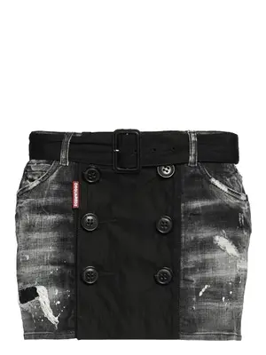 Dsquared2 Denim Wrap Mini Skirt - Black