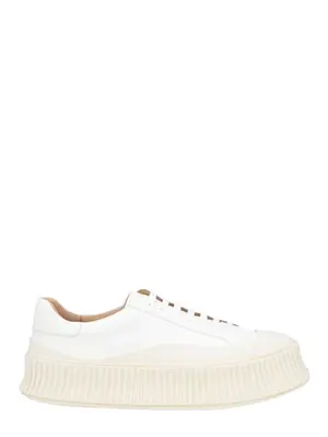 JIL SANDER Low-Top Leather Sneakers Ivory