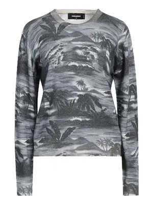 Dsquared2 Virgin Wool Hawaiian Print Sweater - Navy