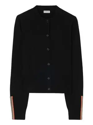 Burberry Burberry Wool Cardigan With Icon Stripe Cuffs Black