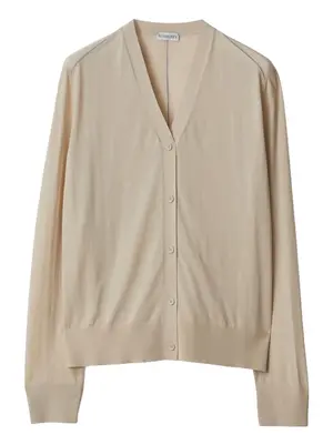 Burberry Burberry Wool Cardigan With Icon Stripe Cuffs Oat