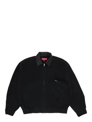 Supreme Leather Collar Utility Jacket - Black