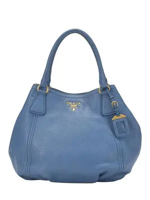 Prada Vitello Daino Sacca 2 Manici Shoulder Bag - Blue