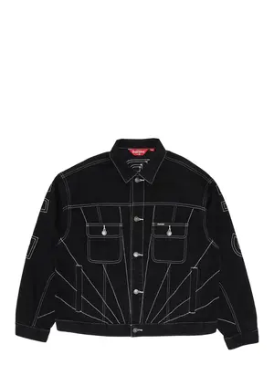 Supreme Radial Embroidered Denim Trucker Jacket - Black