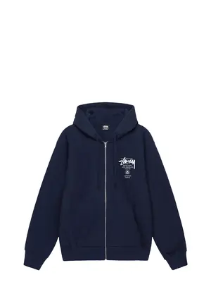 StüSsy World Tour Zip Hoodie - Blue | Editorialist