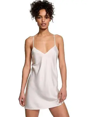 Victoria's Secret Leopard Jacquard Satin Slip Dress White,ivory