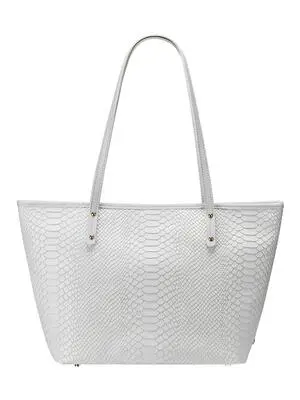 Gigi New York Zip Taylor Embossed Python Tote - White