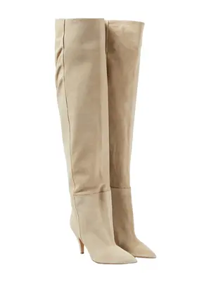 Khaite River Knee-high Suede Boots - Beige