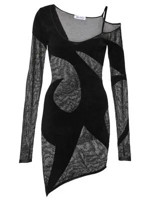 Attico Asymmetric Mini Dress - Black