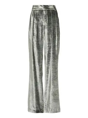 Brunello Cucinelli Velvet Wide-leg Trousers - Grey