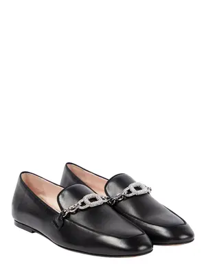 ROGER VIVIER Embellished Leather Loafers - Black