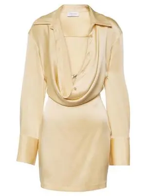 Blumarine Draped Satin Mini Dress - Beige