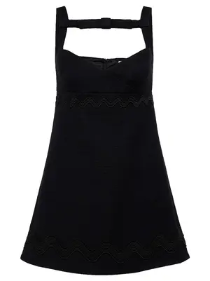 Patou Bow-detail Cotton-blend Tweed Minidress - Black