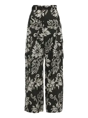 Sacai High-rise Floral Wide-leg Pants - Black