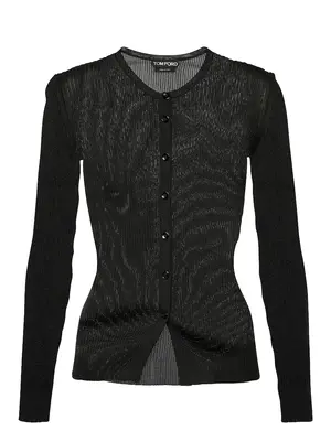 TOM FORD Ribbed-knit Cardigan - Black
