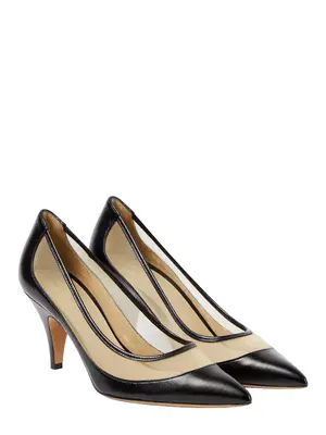 Khaite River Leather And Mesh Pumps - Black